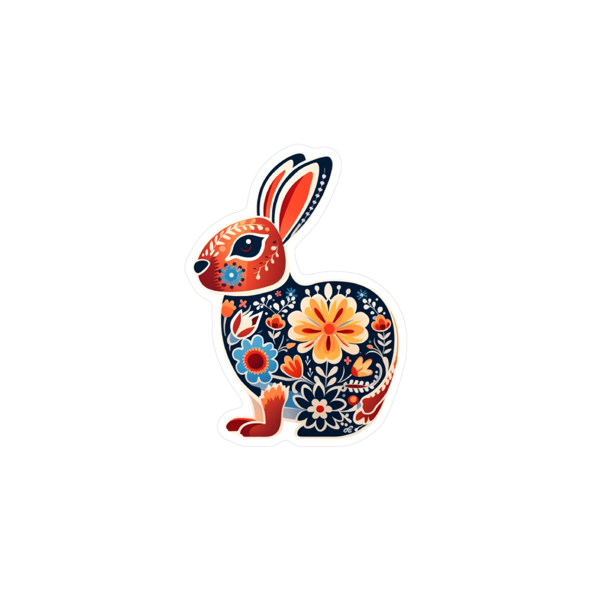 Folk Art Rabbit Decal I Vinyl Decal I Cute Bunny Sticker I Folk Art ...