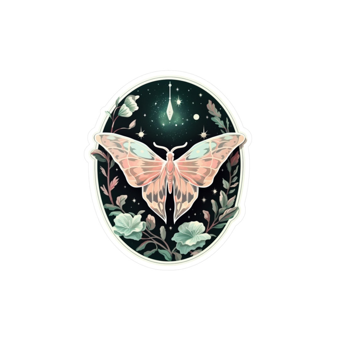 Cottagecore Moth Sticker I Moon Moth Sticker Nighttime Glow Vinyl Decal ...