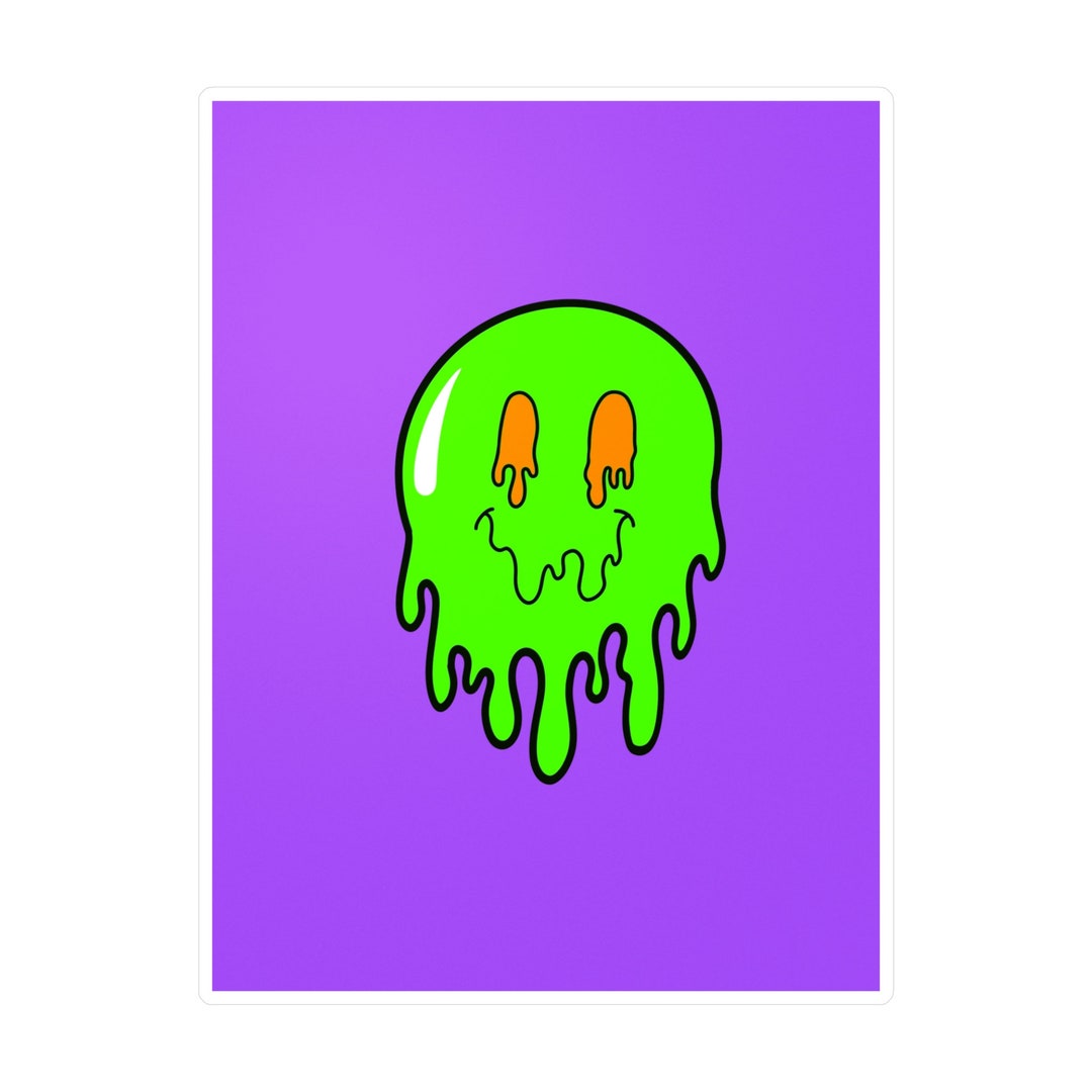 Colorful Dripping Smiley Sticker - Etsy