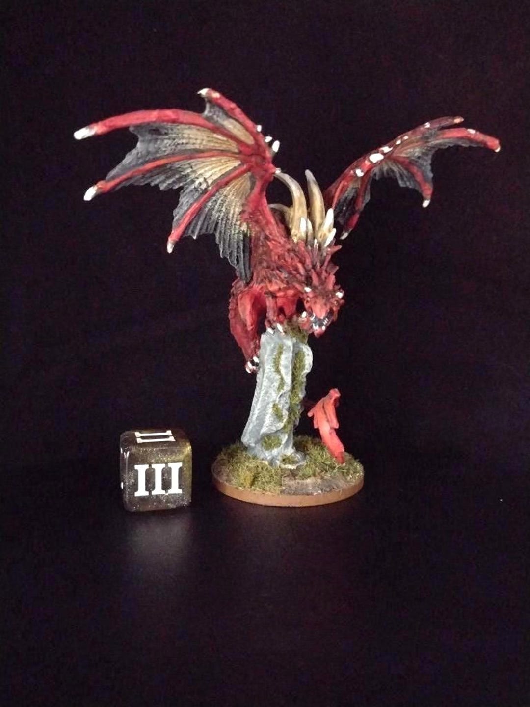 Hand Painted Red Dragon Miniature, Dark Heaven Bones, Temple Guardian ...