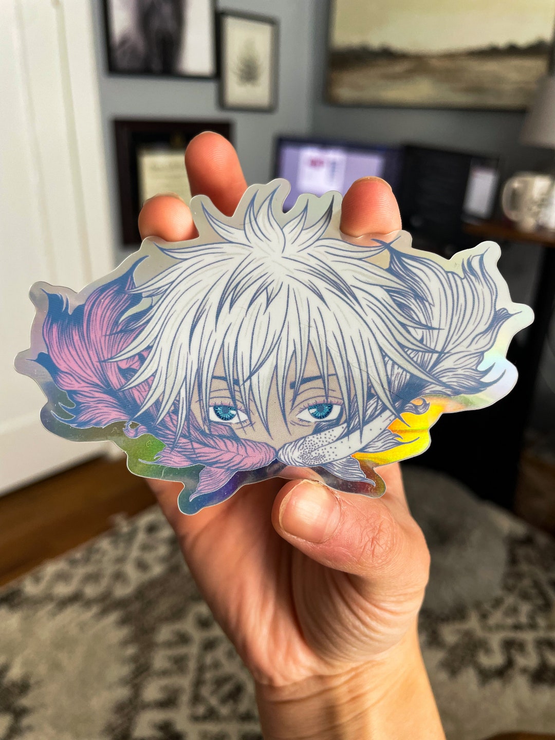 Satoru Gojo Inspired Vinyl Holographic Weatherproof Anime Sticker - Etsy