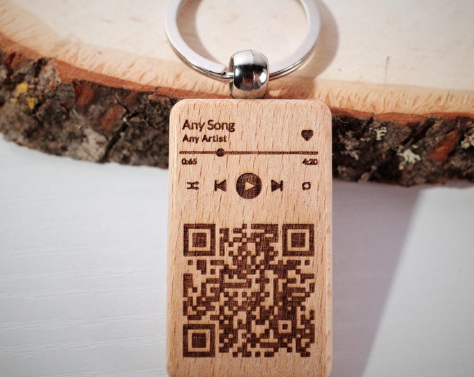 Scannable Personalized Spotify Code Keychain, Wood Custom Engraved ...