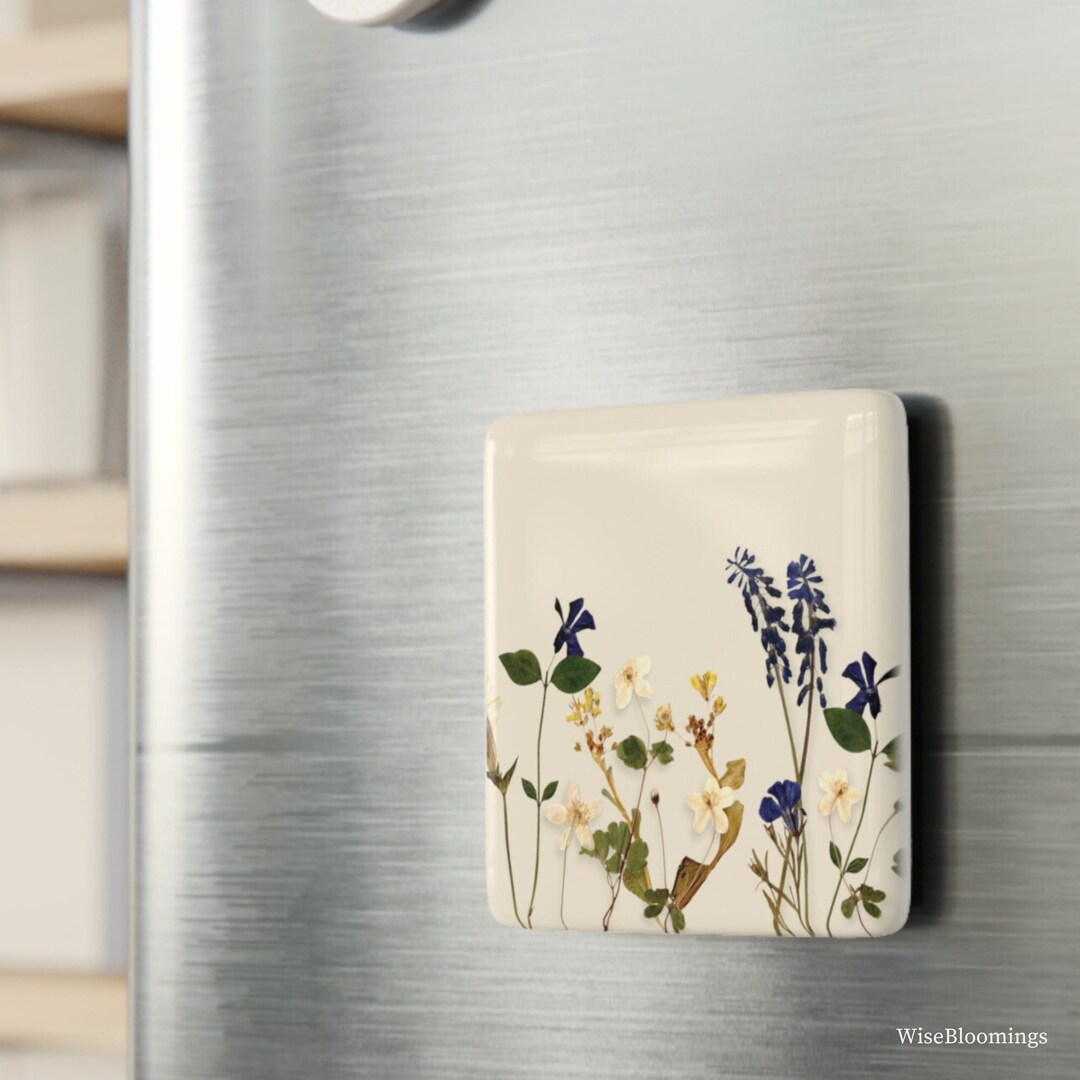 Dried Wildflowers Porcelain Magnet - Real Pressed Flowers - Botanical ...