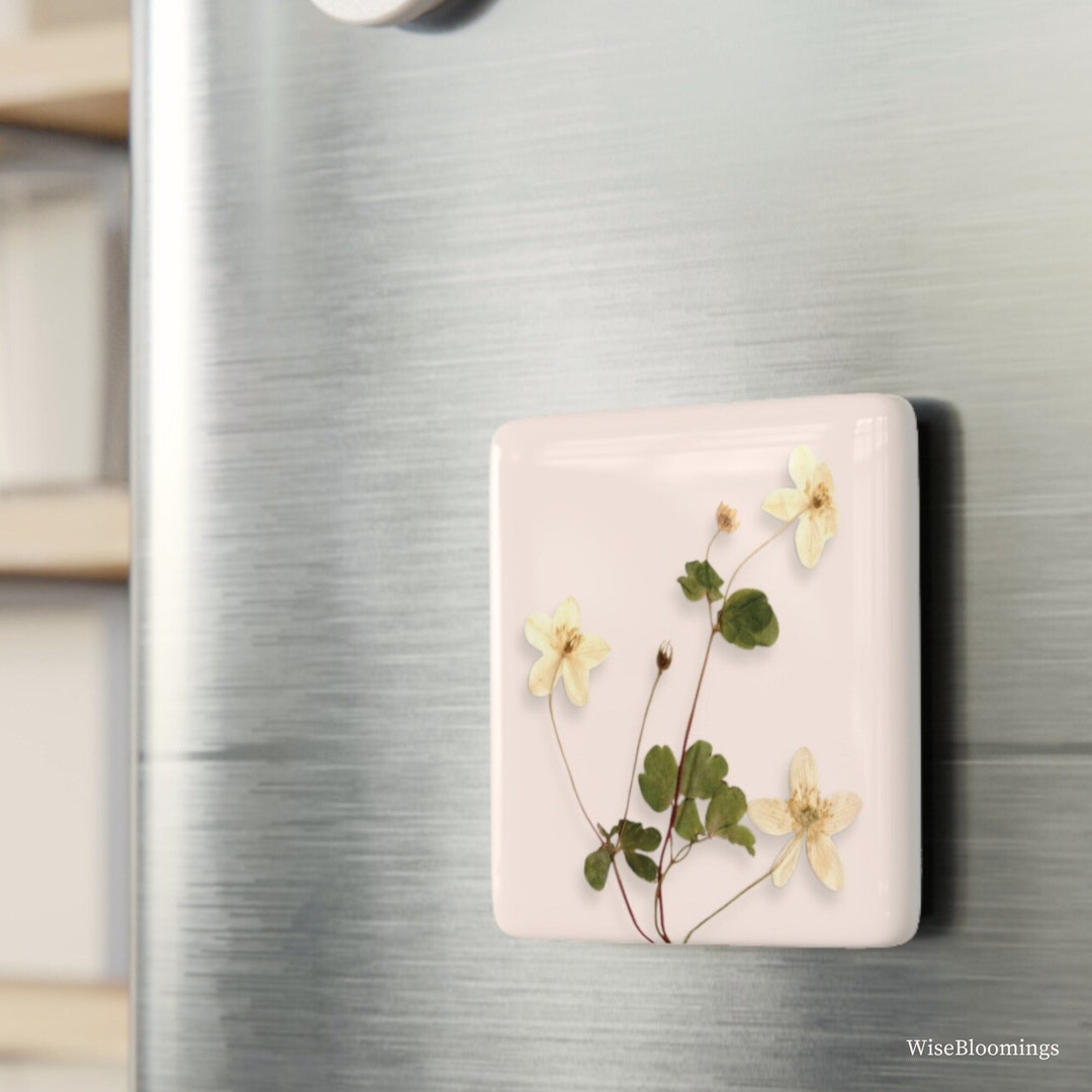 Dried Wildflowers Porcelain Magnet - Pressed Flower Art - Botanical ...