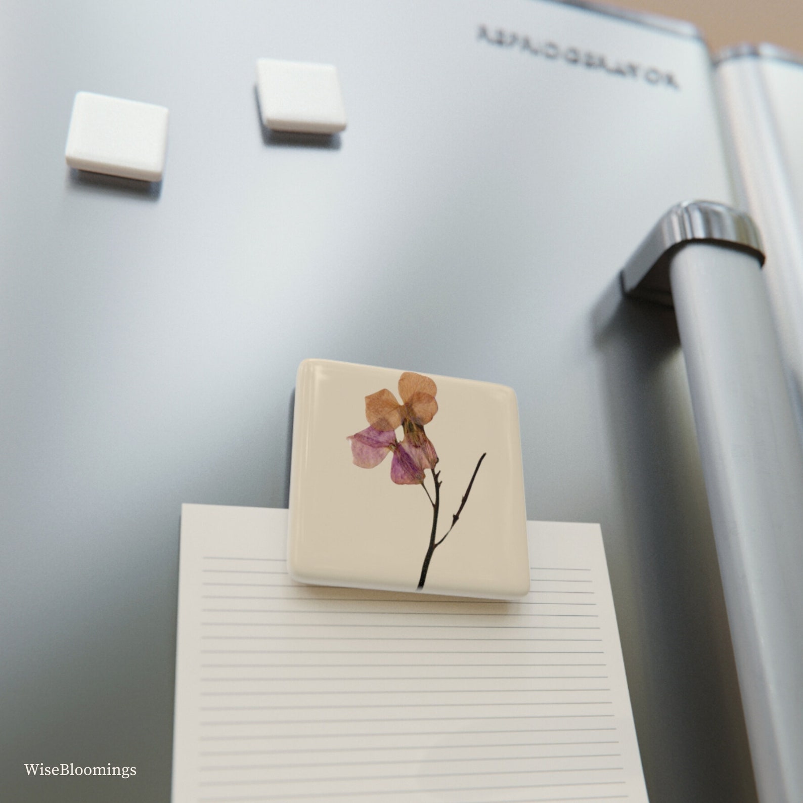 Pink Wildflowers Porcelain Magnet - Pressed Flower Art - Botanical ...