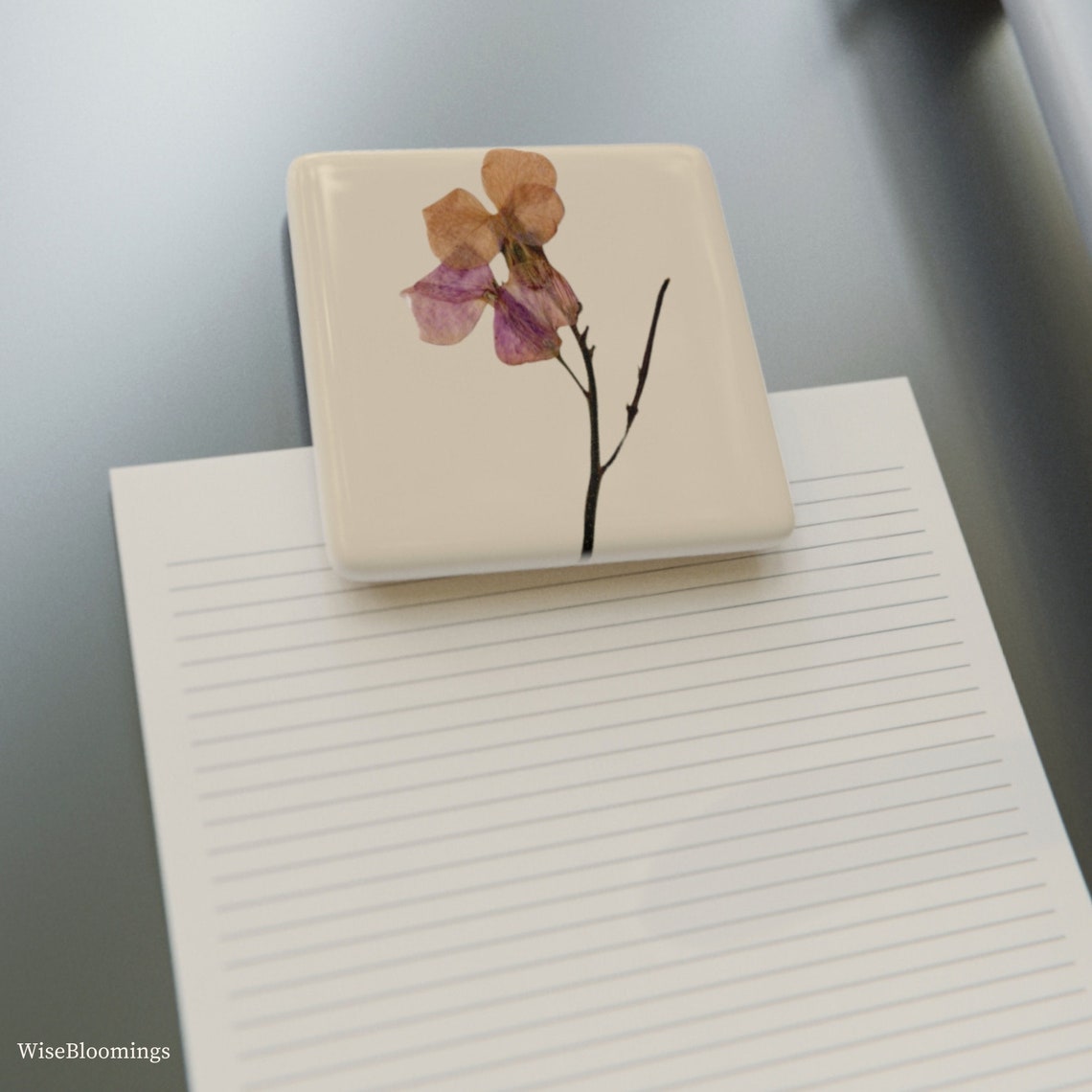 Pink Wildflowers Porcelain Magnet - Pressed Flower Art - Botanical ...