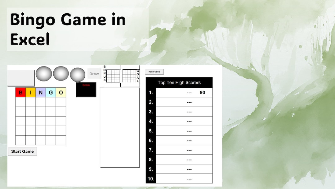 Interactive Bingo Game Excel Spreadsheet Google Sheet Games for Leisure ...