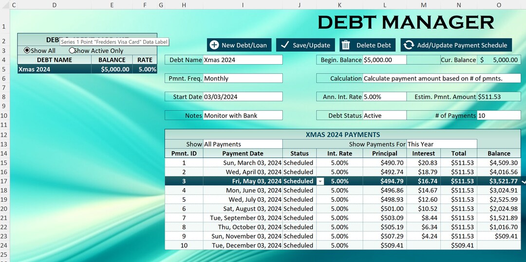 Debt Payoff Tracker: Excel Spreadsheet for Google Sheets. Debt ...