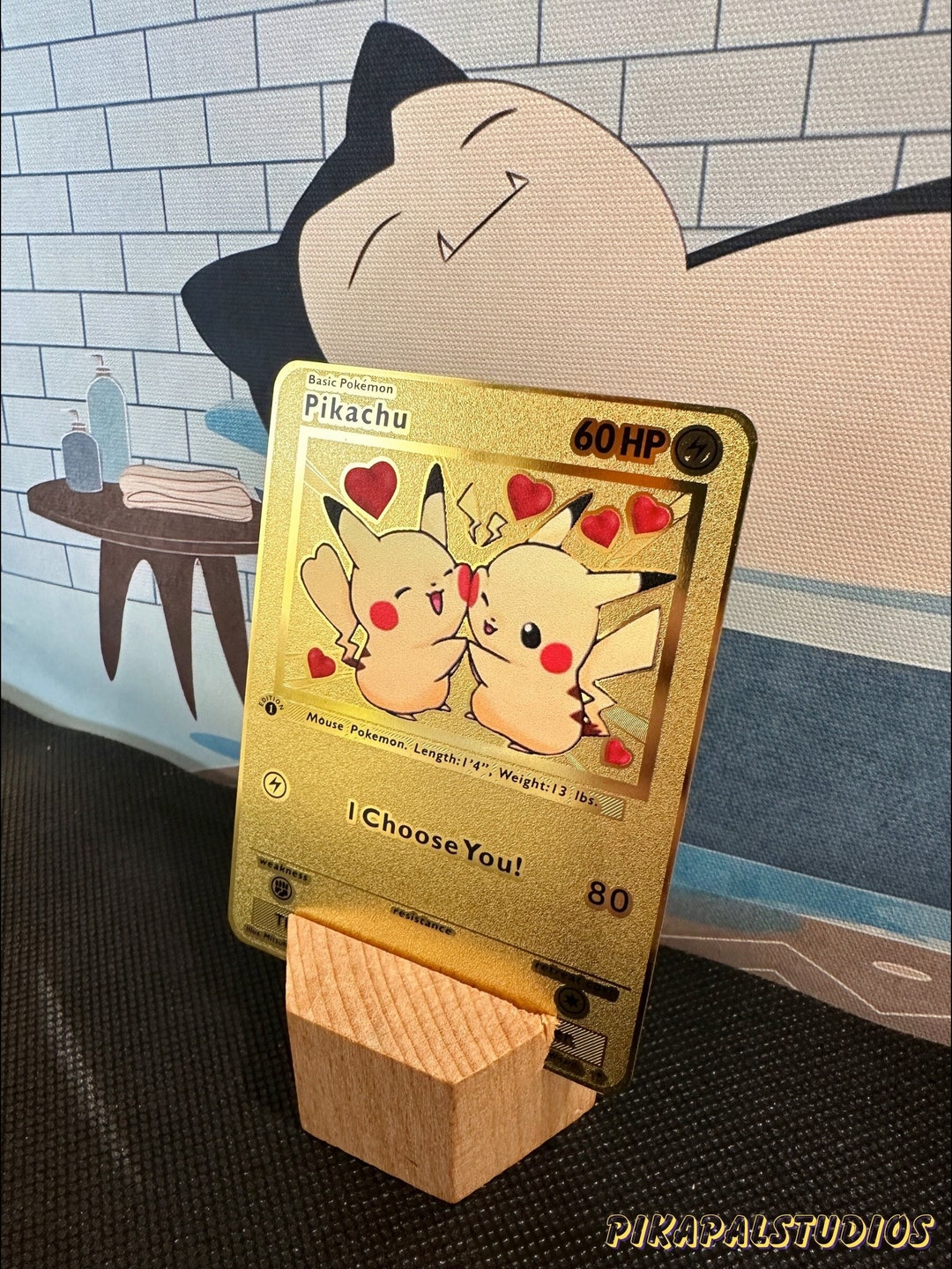 Pokemon Pikachu Couple I Choose You Golden Metal Card Cute Gift for ...
