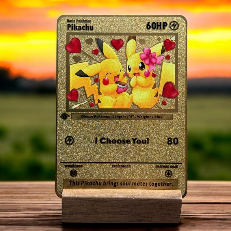 Gold Pikachu Card - Etsy