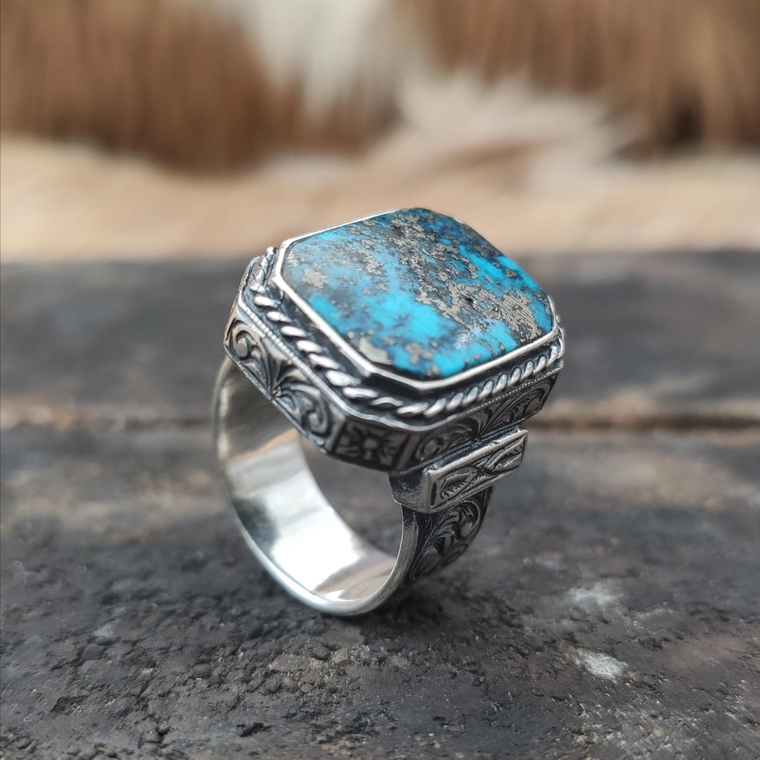 Original Turquoise Stone Silver Ring - Etsy