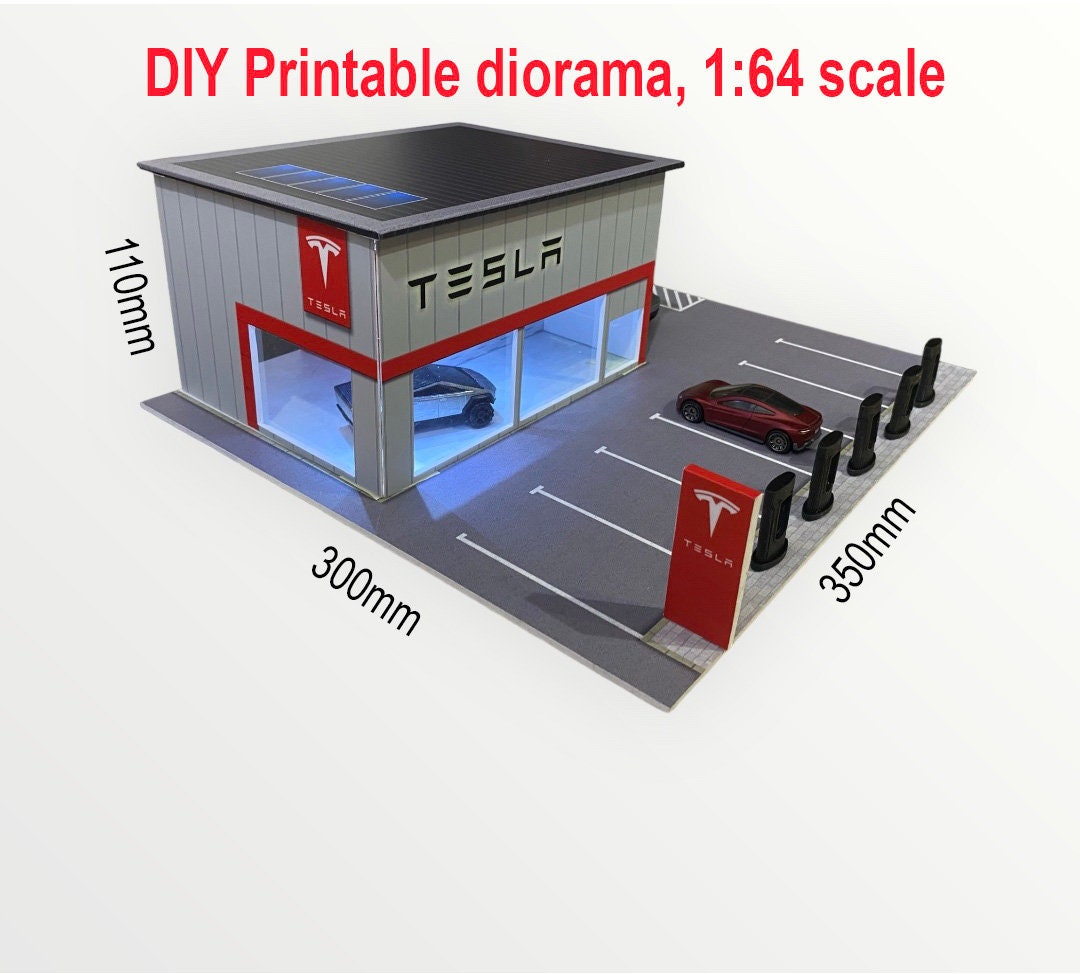 Tesla Dealership, 1:64 Diorama to Hot Wheels, Matchbox, Etc. Only ...