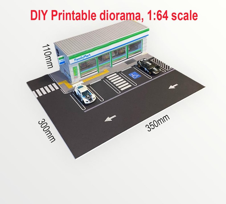 Family Mart Supermarket, 1:64 Diorama to Hot Wheels, Matchbox, Etc ...