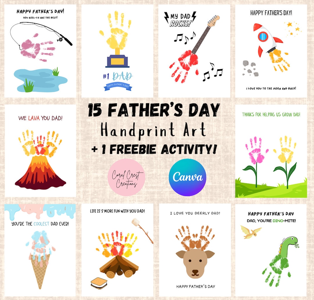 Father's Day Handprint Art Bundle: 15 DIY Crafts (printable) - Etsy