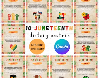 Juneteenth History Posters set of 8, Freedom Posters, Inspirational ...