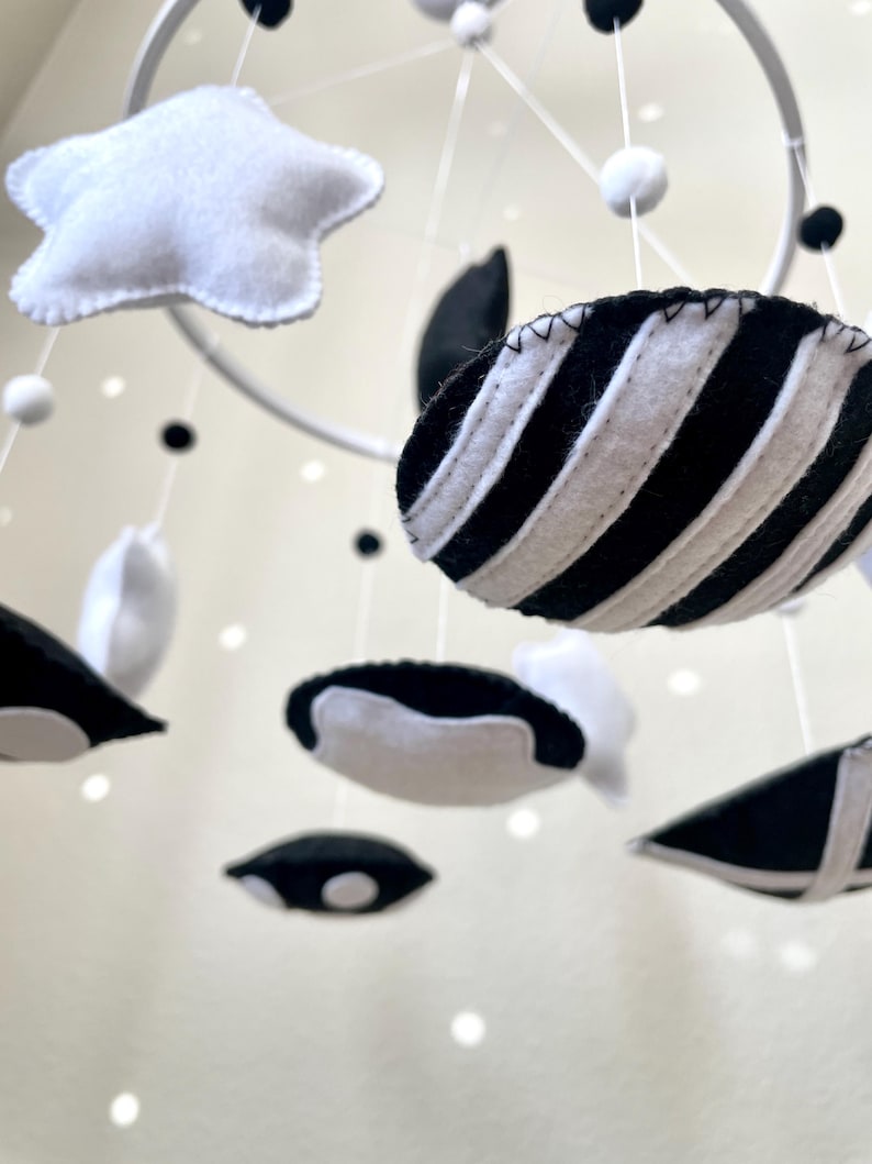 Small Montessori Baby Mobile: Black and White High Contrast Sensory Toy ...