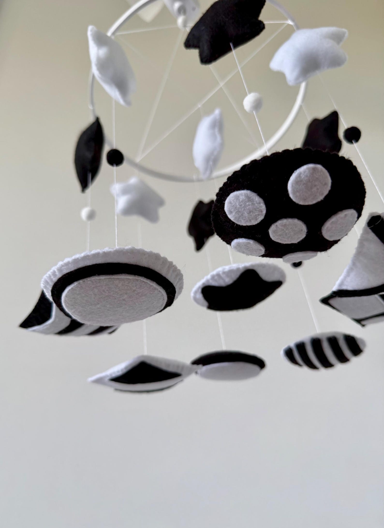Black and White Monochrome Montessori Baby Mobile Developmental Toy for ...