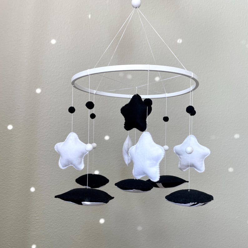 Small Montessori Baby Mobile: Black and White High Contrast Sensory Toy ...