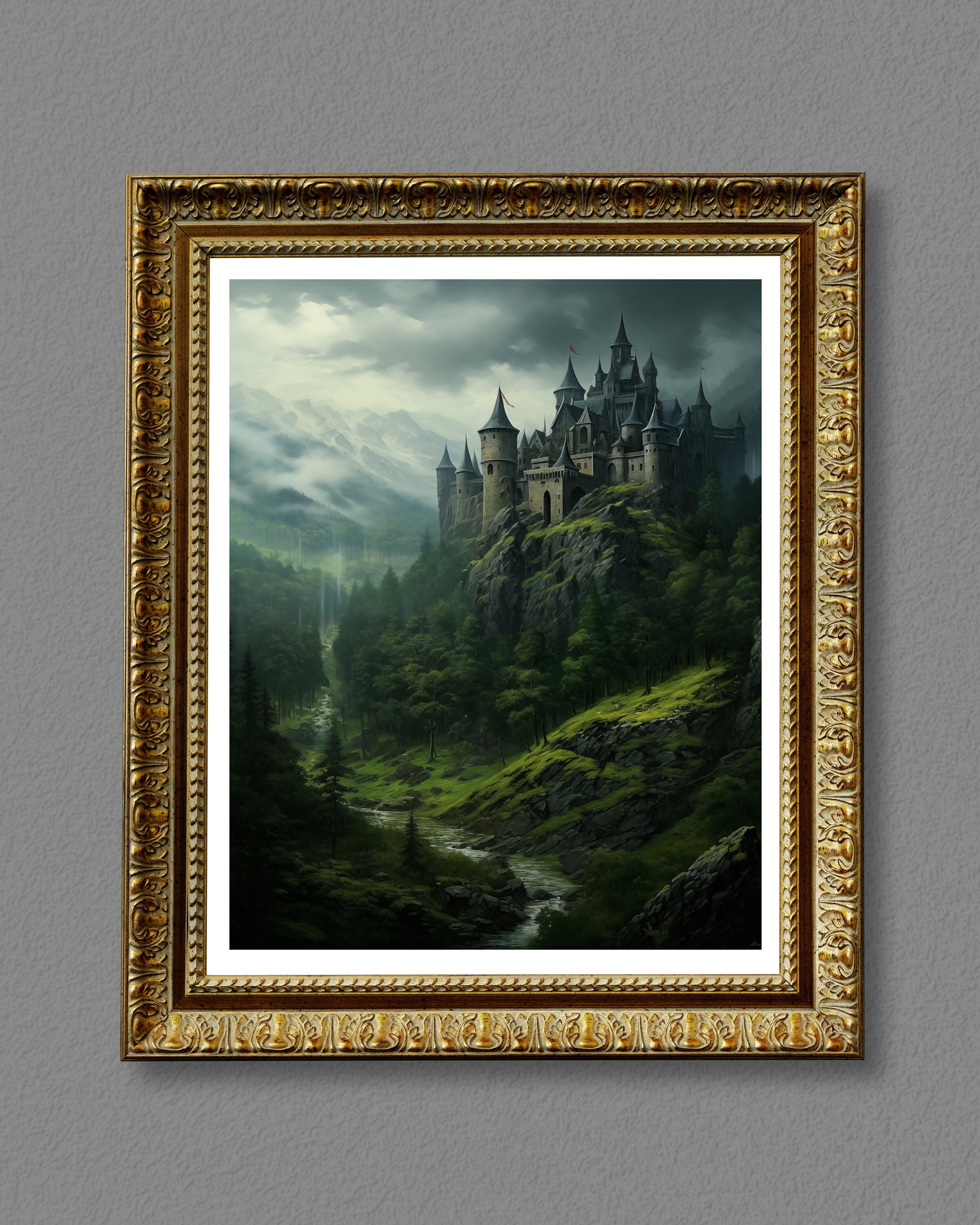 Printable Download 40 - Mossy Brooding Castle Medieval Scenery ...