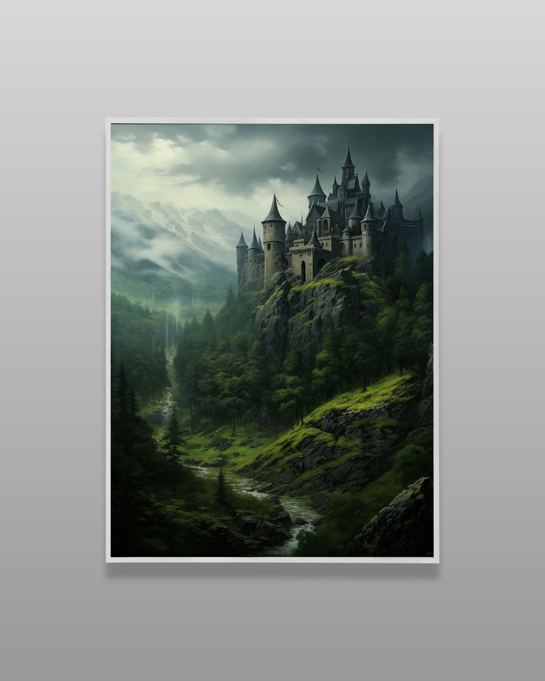 Printable Download 40 - Mossy Brooding Castle Medieval Scenery ...