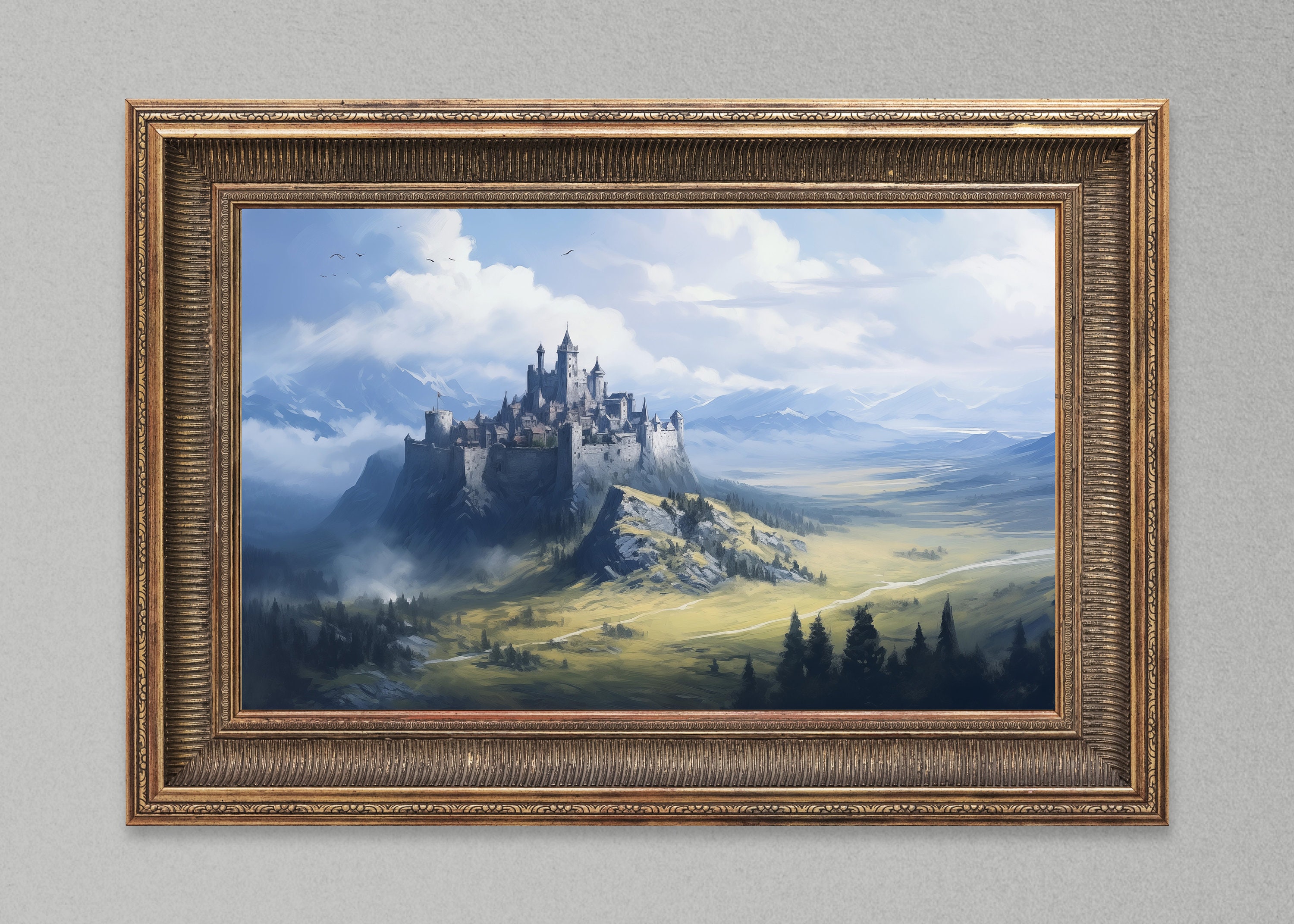 Printable Download 3 Majestic High Wall Castle Medieval Fantasy Wall ...