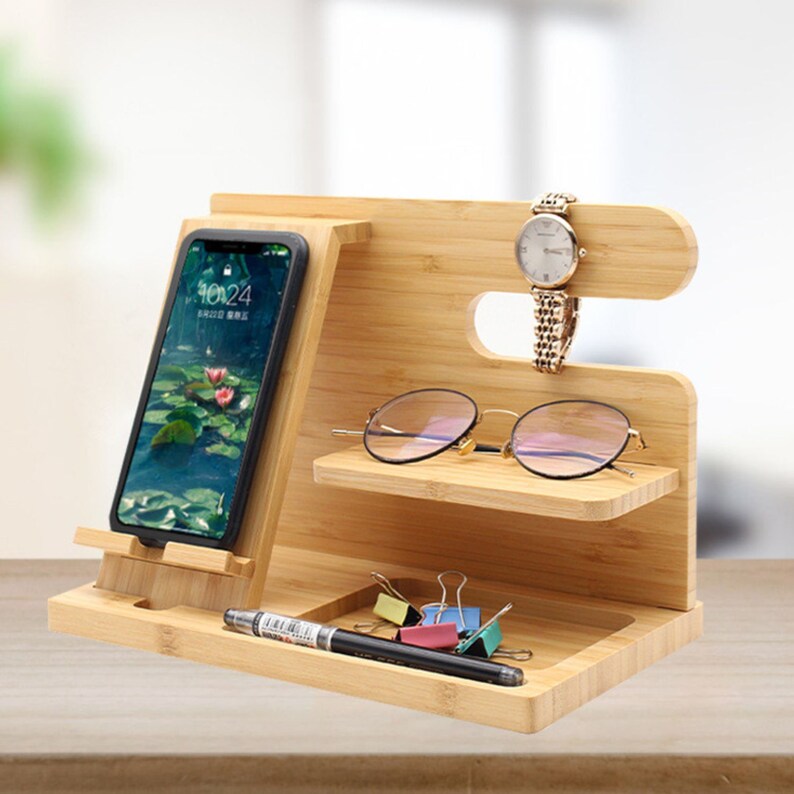 Wooden Desk Organizer Cute Bamboo Wood Bedside Desktop Organizer ...
