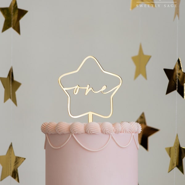 Gold Star Cake Topper - Etsy