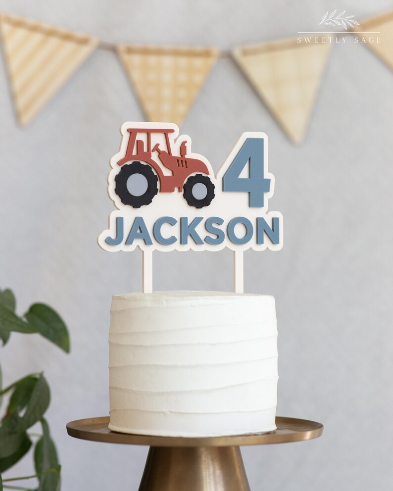 Personalized Tractor Cake Topper | First Birthday Cake Decor, Cake ...