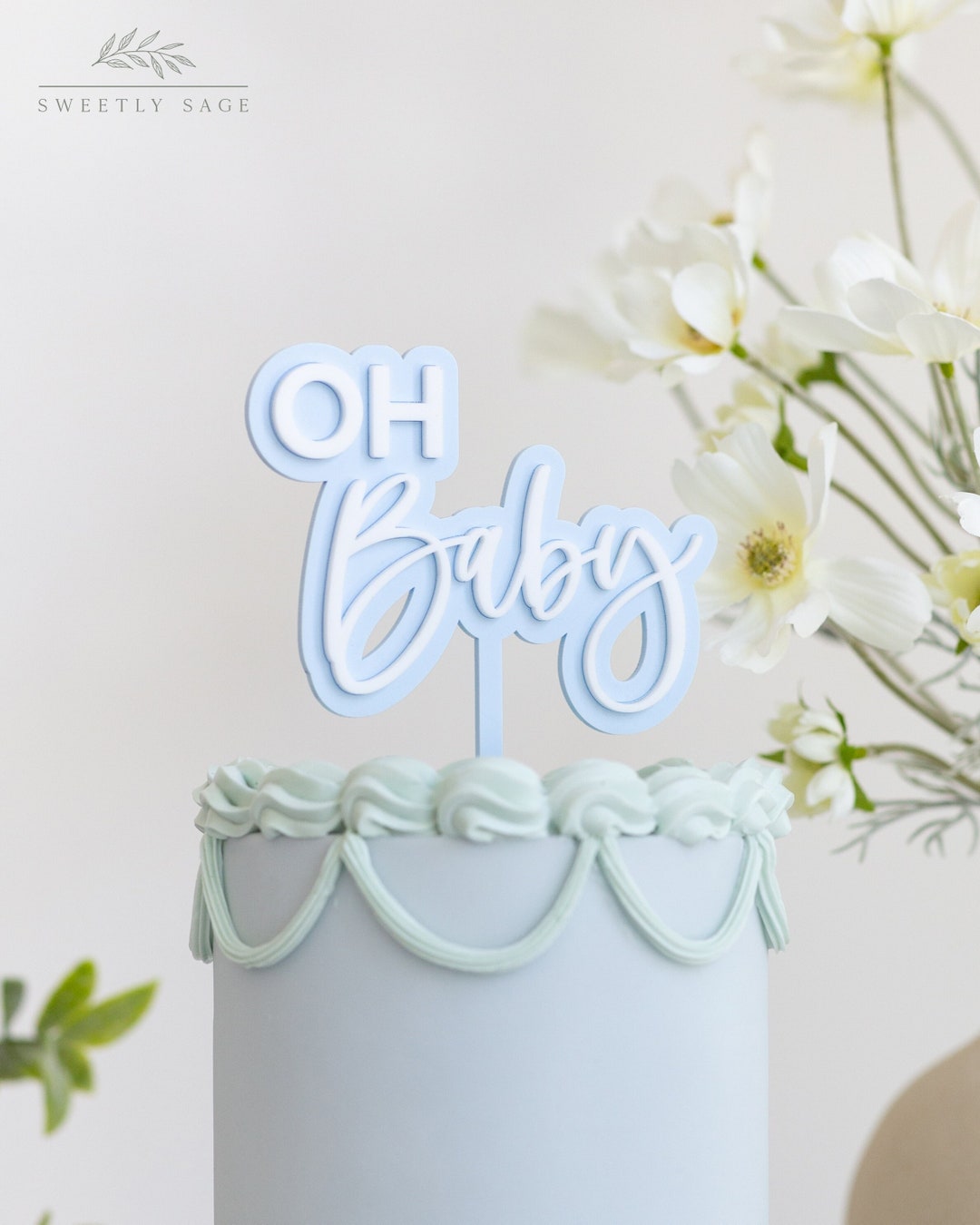 Oh Baby Acrylic Baby Shower Cake Topper | Gender Reveal Party Decor ...
