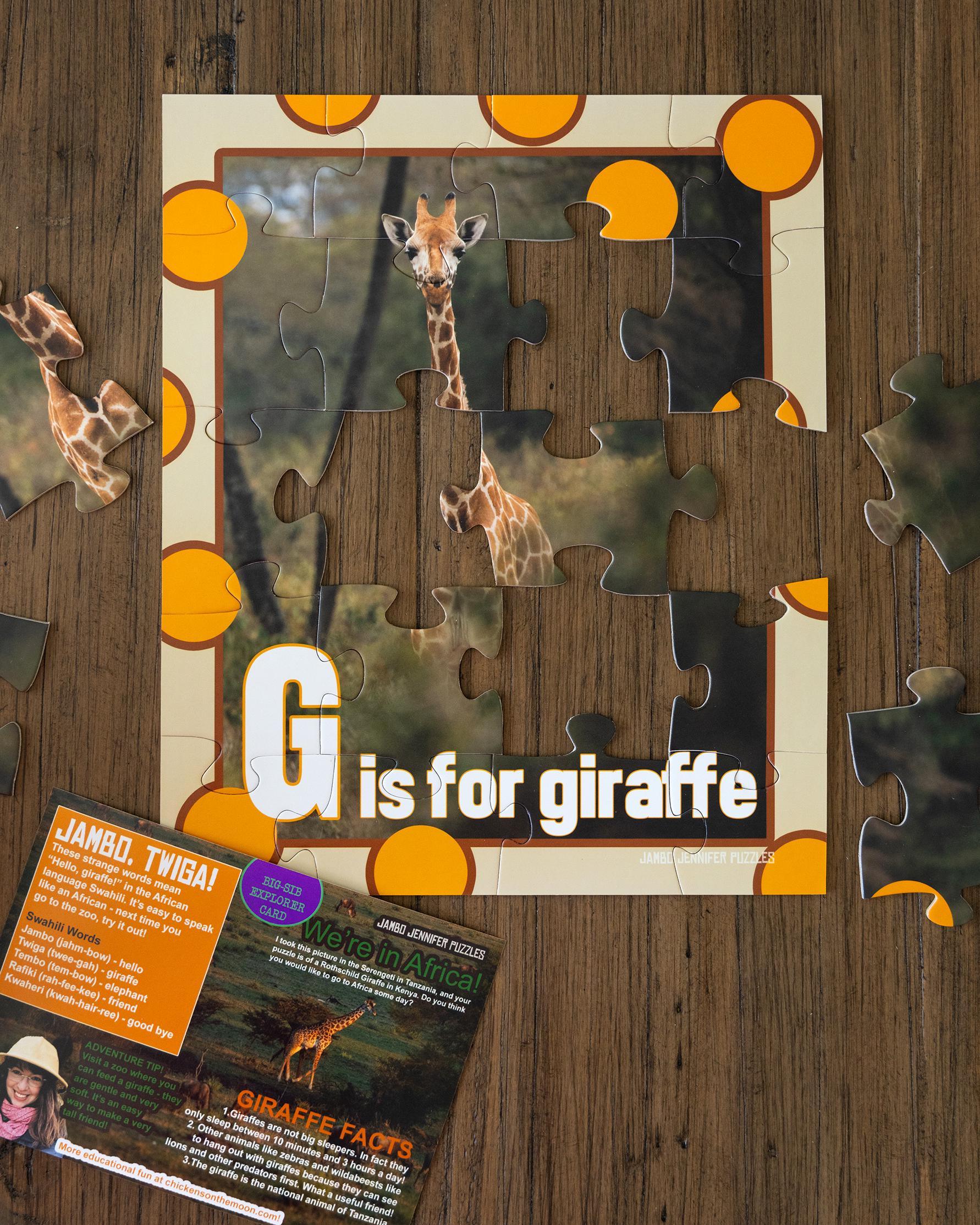 G is for Giraffe Puzzle - Easy 20 Piece Alphabet Puzzle for ...