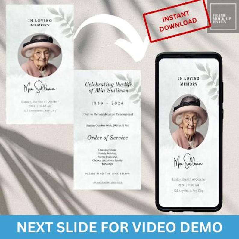 Funeral Announcement |electronic Digital Funeral Program | Online ...