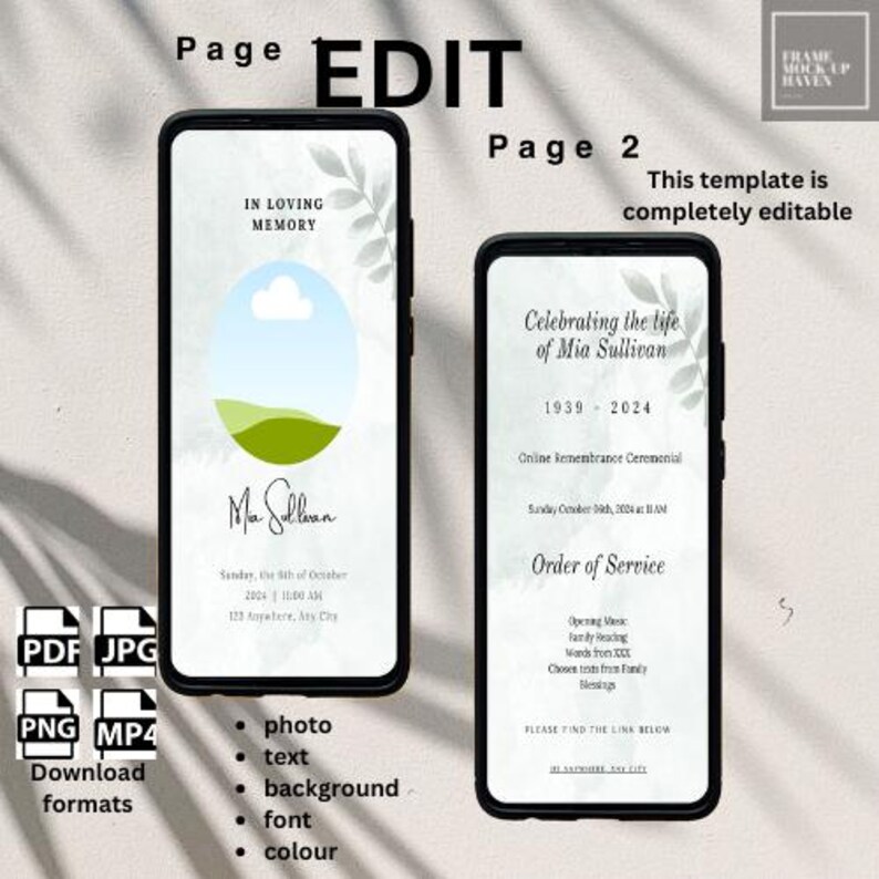Funeral Announcement |electronic Digital Funeral Program | Online ...