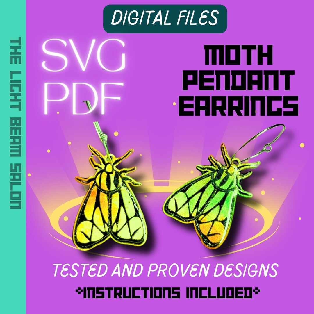 Moths Earrings Pendants Digital File SVG PDF for Lasers • Glowforge ...