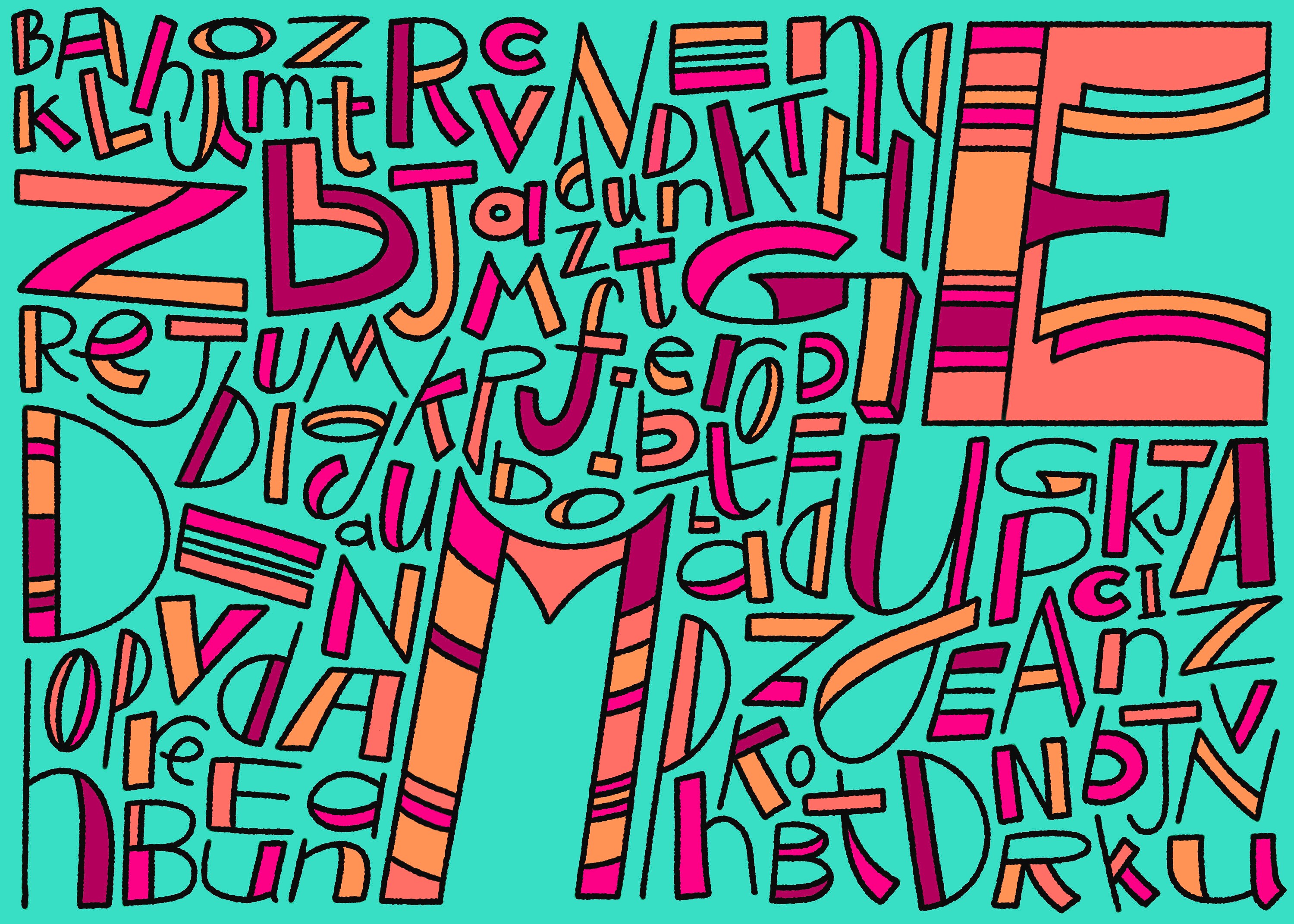 Typographic Doodle 4 typodle Coloring Wallpaper procreate digitalprints ...