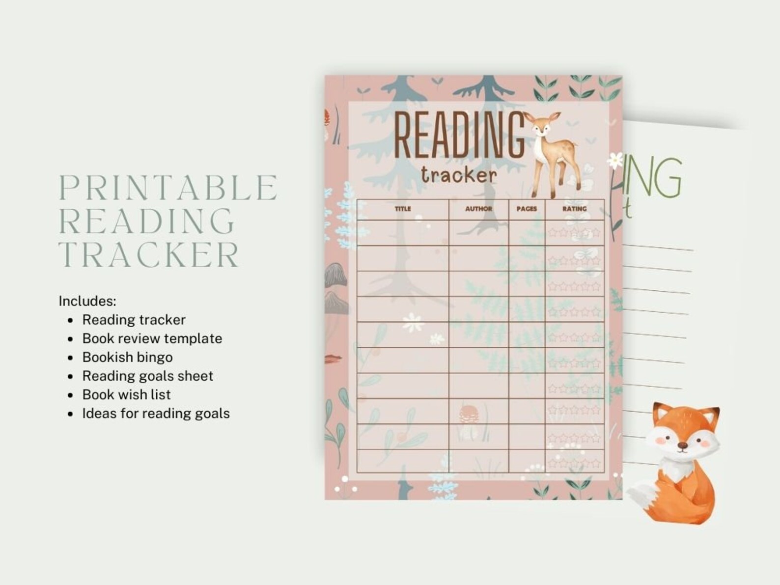 WOODLAND READING PLANNER | Kids Reading Planner | Teens Reading Planner ...