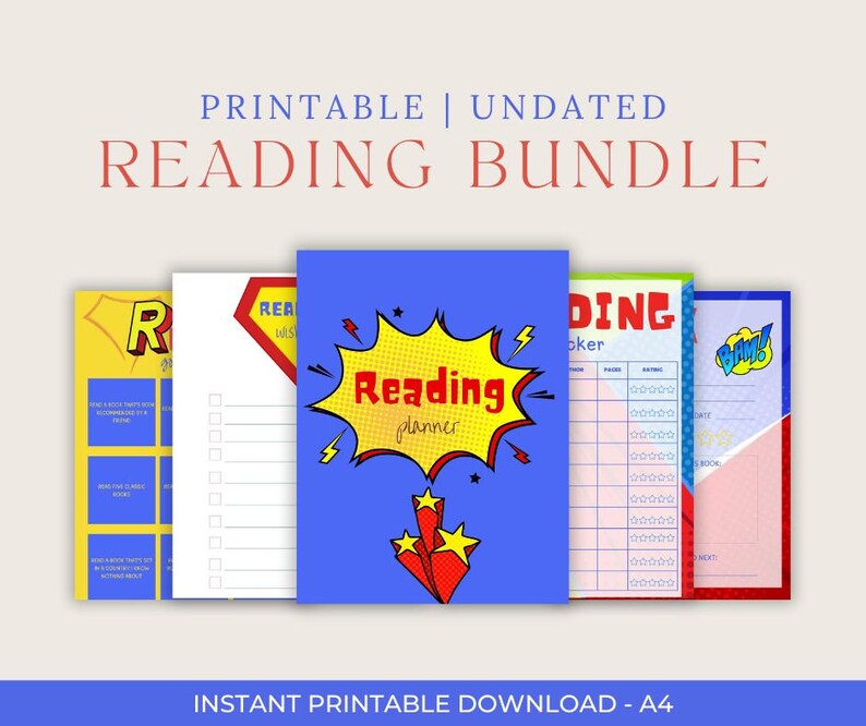 SUPERHERO READING PLANNER Kids Reading Planner Teens Reading Planner ...