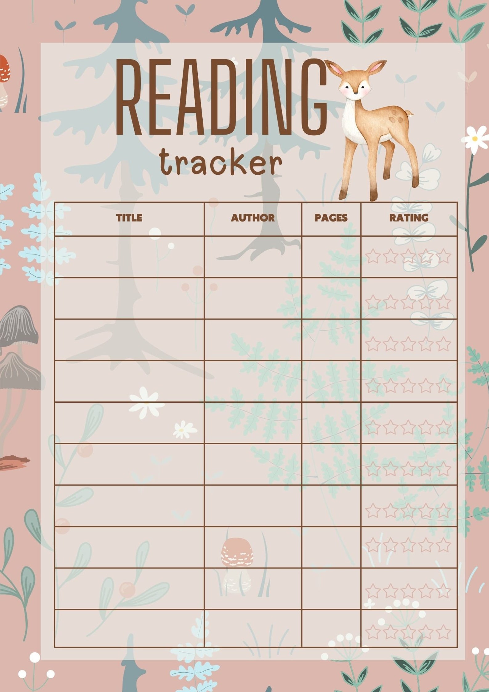 WOODLAND READING PLANNER | Kids Reading Planner | Teens Reading Planner ...