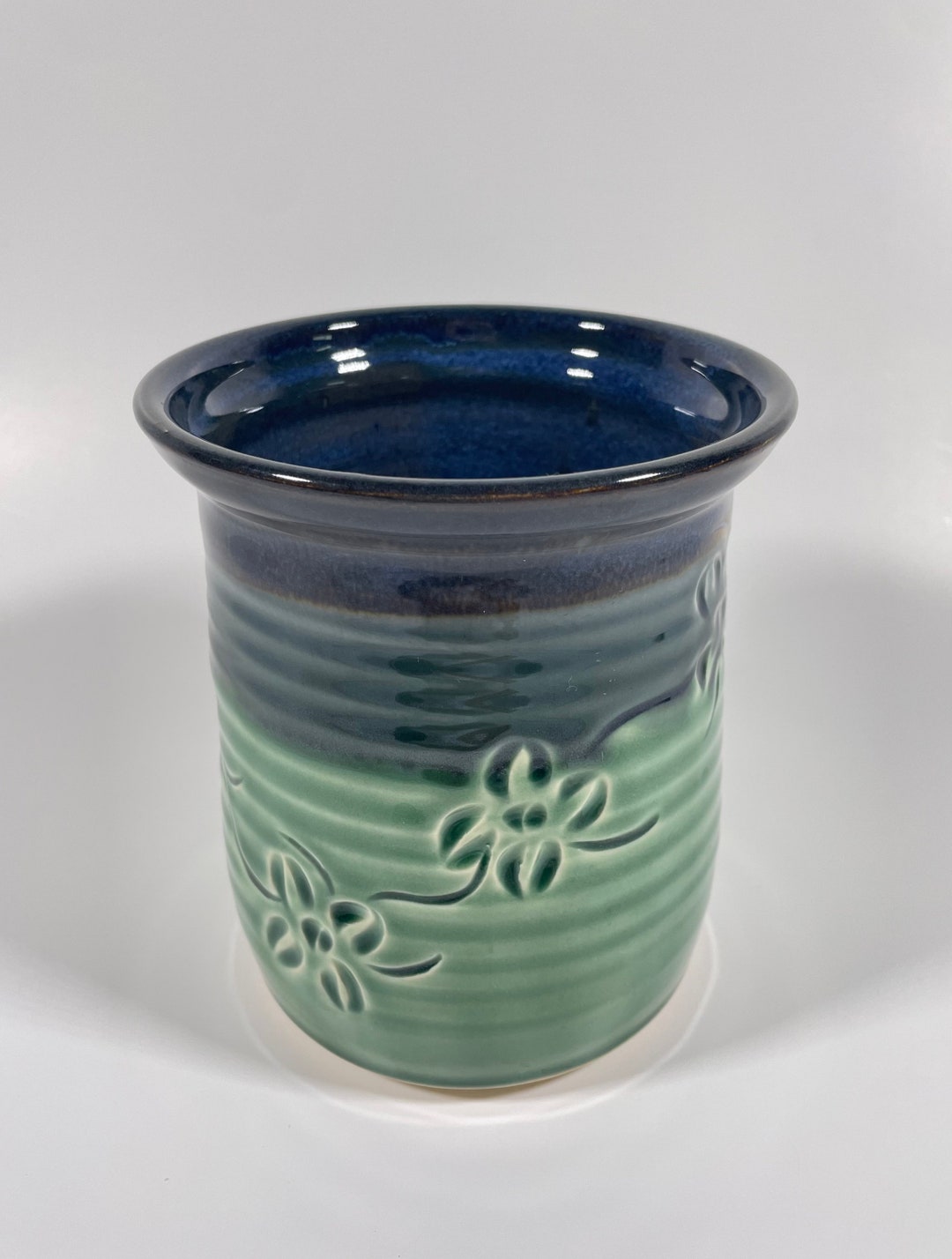 Signed Glazed Ceramic Vase or Utensil Holder - Studio Pottery ...