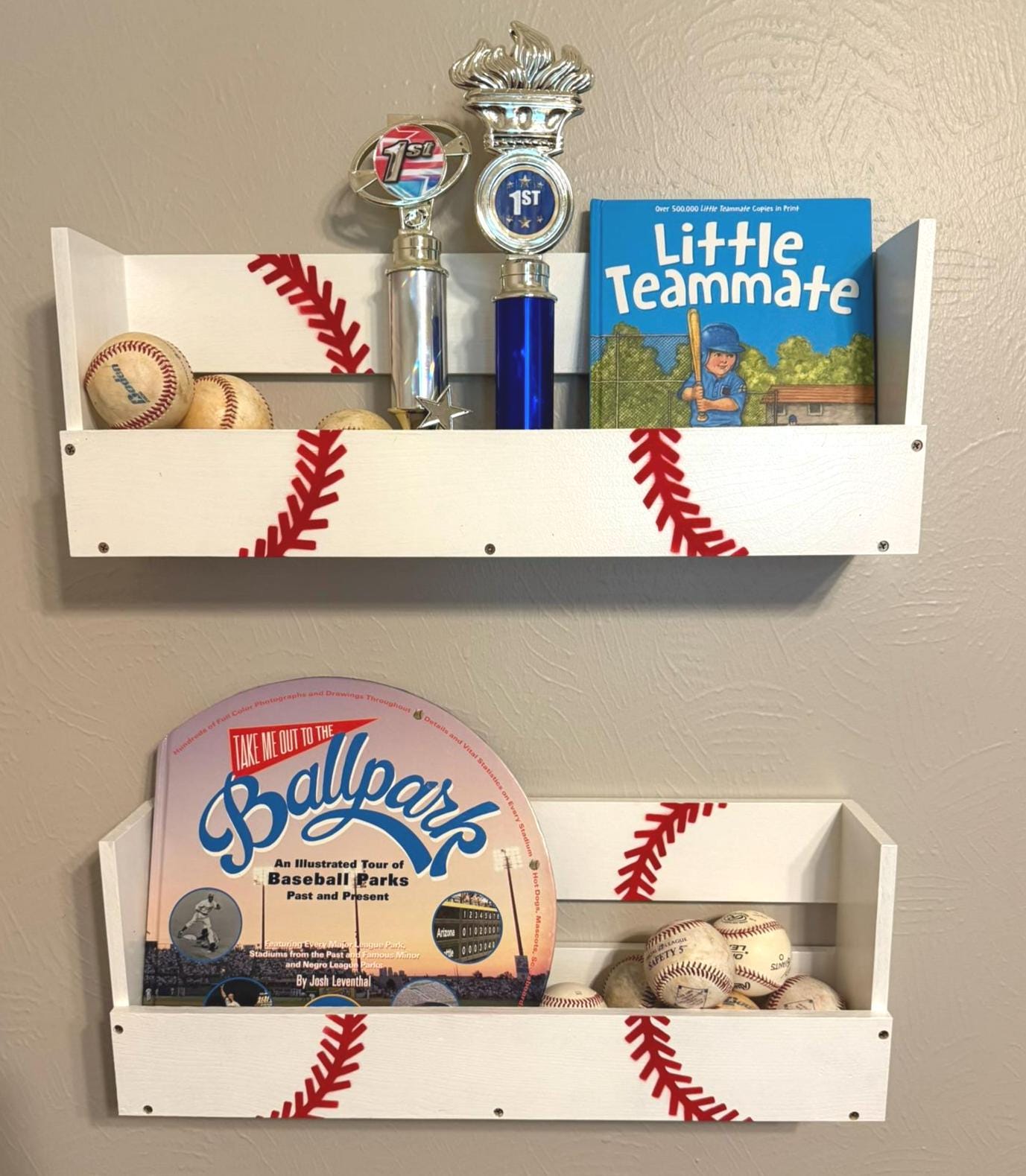 Baseball Bookshelf – Set of 2, Sports Trophy Shelf - Etsy