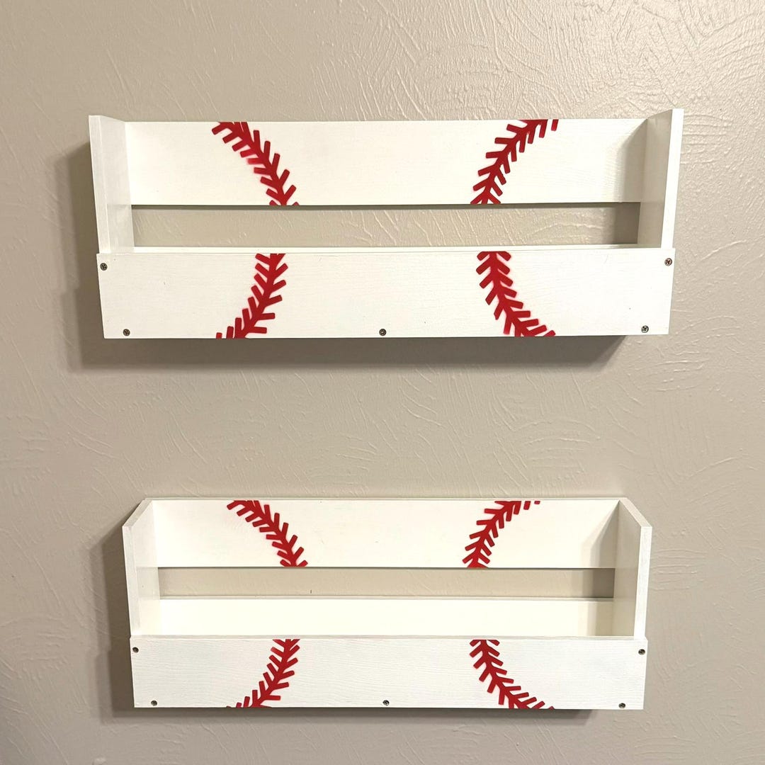 Baseball Bookshelf (set of 2) | Trophy Shelf for Boys Room | Sports ...