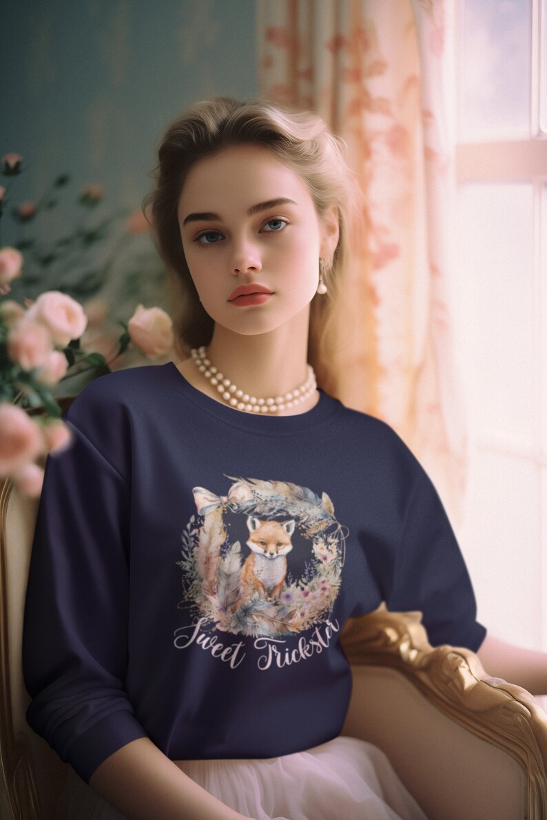 Coquette Bow and Fox Comfy Relaxed Fit Sweater, Gift for Foxy Cute ...