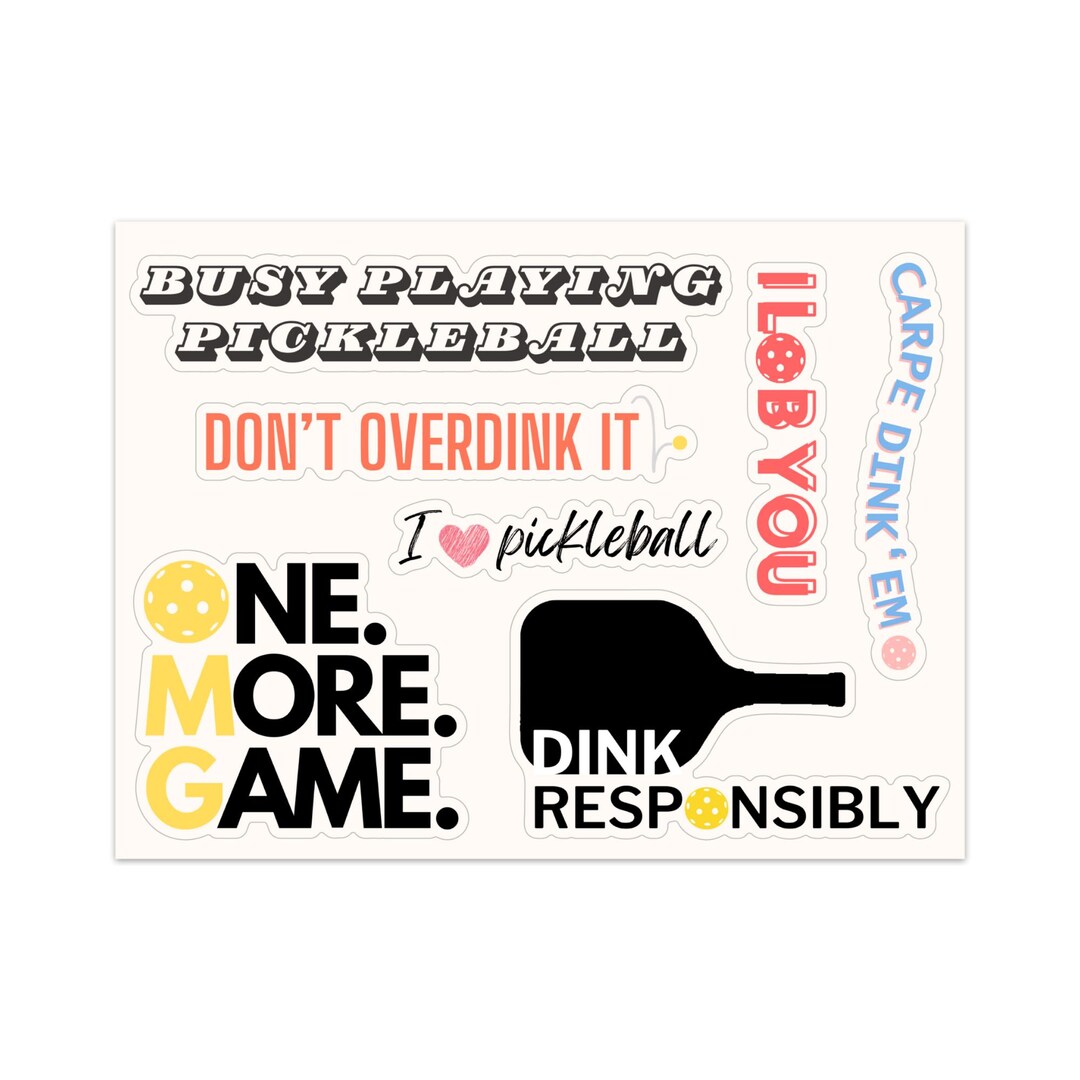 Pickleball Sticker Sheet (8" X 6", Total of 7 Die-cut Stickers) - Etsy