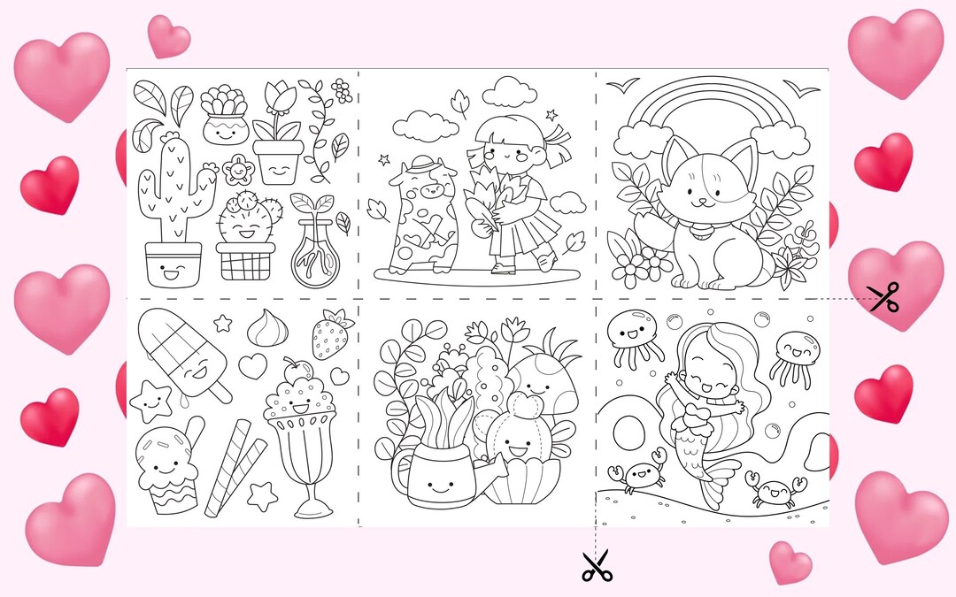 Valentine Coloring Cards, Printable Valentine's Day Cards, Kids ...