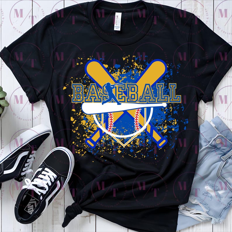 Baseball Blue and Gold PNG FILE - Etsy