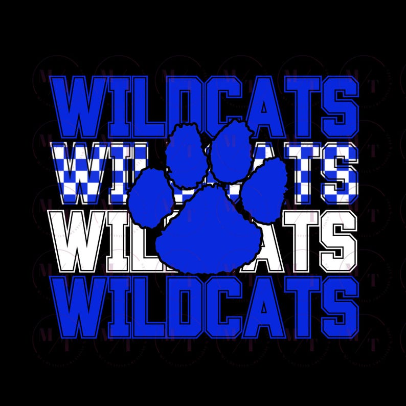 Wildcats With Paw Blue and White PNG - Etsy