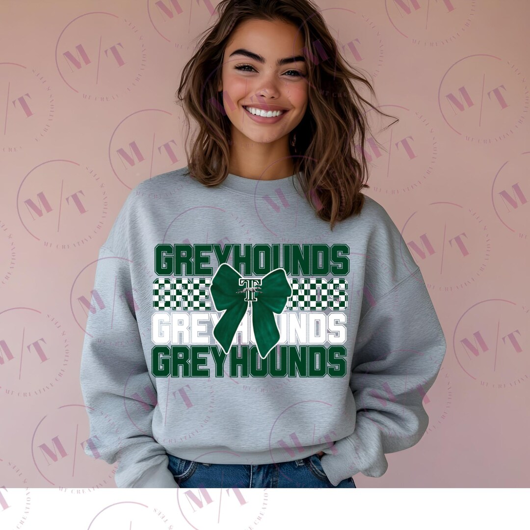Greyhounds Checkered Green & White With Bow PNG FILE - Etsy