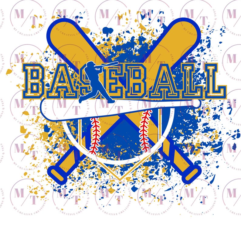 Baseball Blue and Gold PNG FILE - Etsy