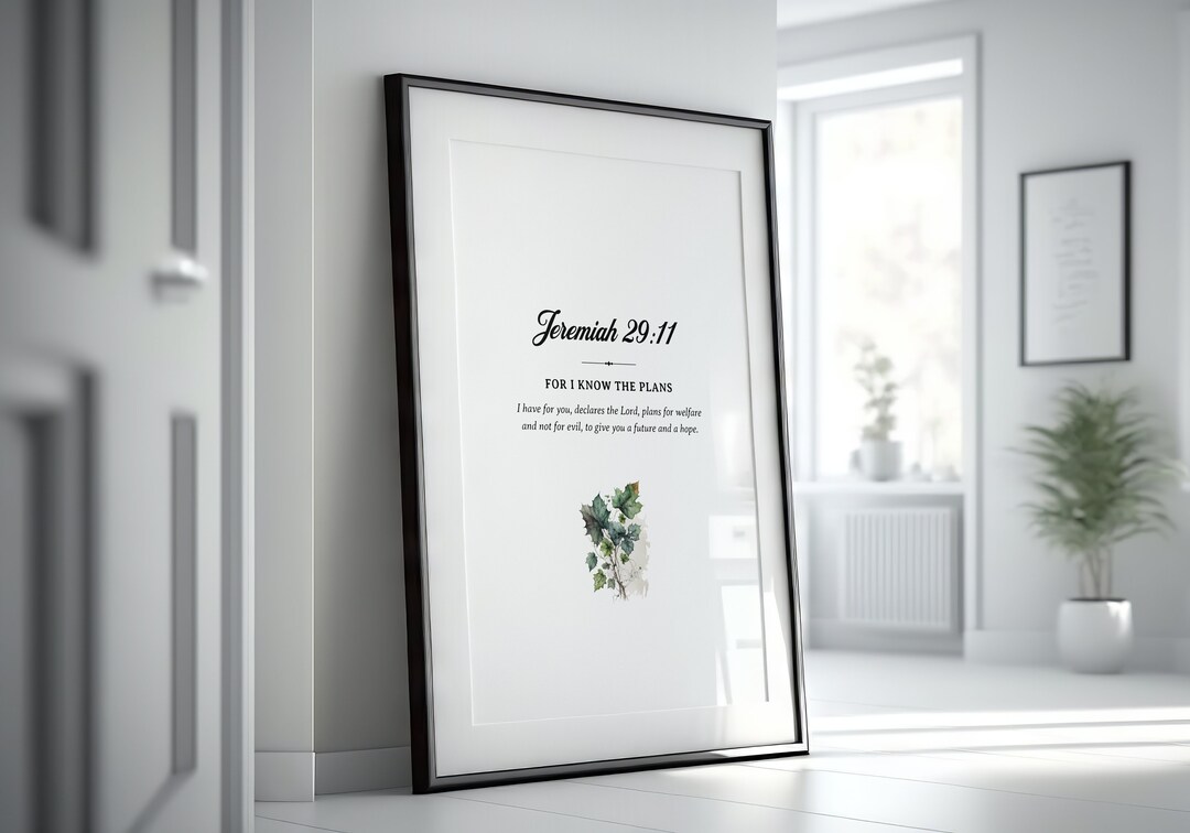 PRINTABLE Bible Quote JEREMIAH 29:11 Botanical Motif Digital Artwork ...