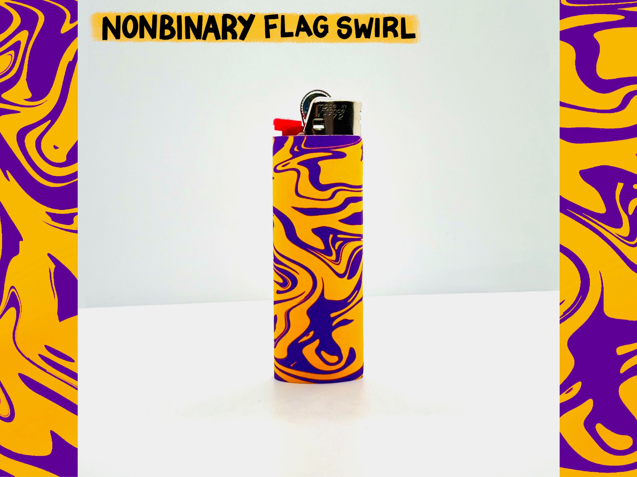 Pride Flag Swirl Design Bic Lighter | LGBTQ+ Lighter | Rainbow Queer ...