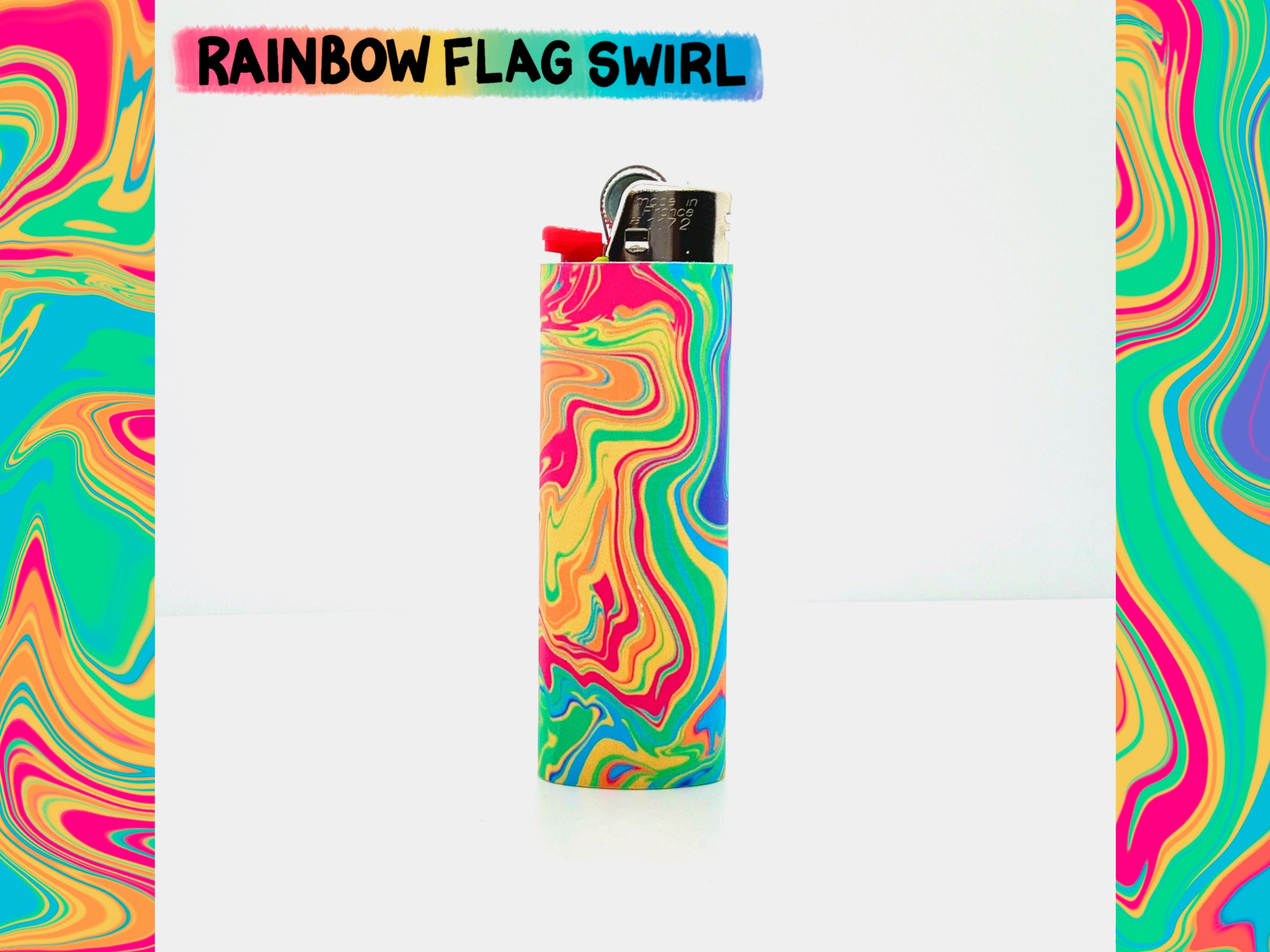 Pride Flag Swirl Design Bic Lighter | LGBTQ+ Lighter | Rainbow Queer ...